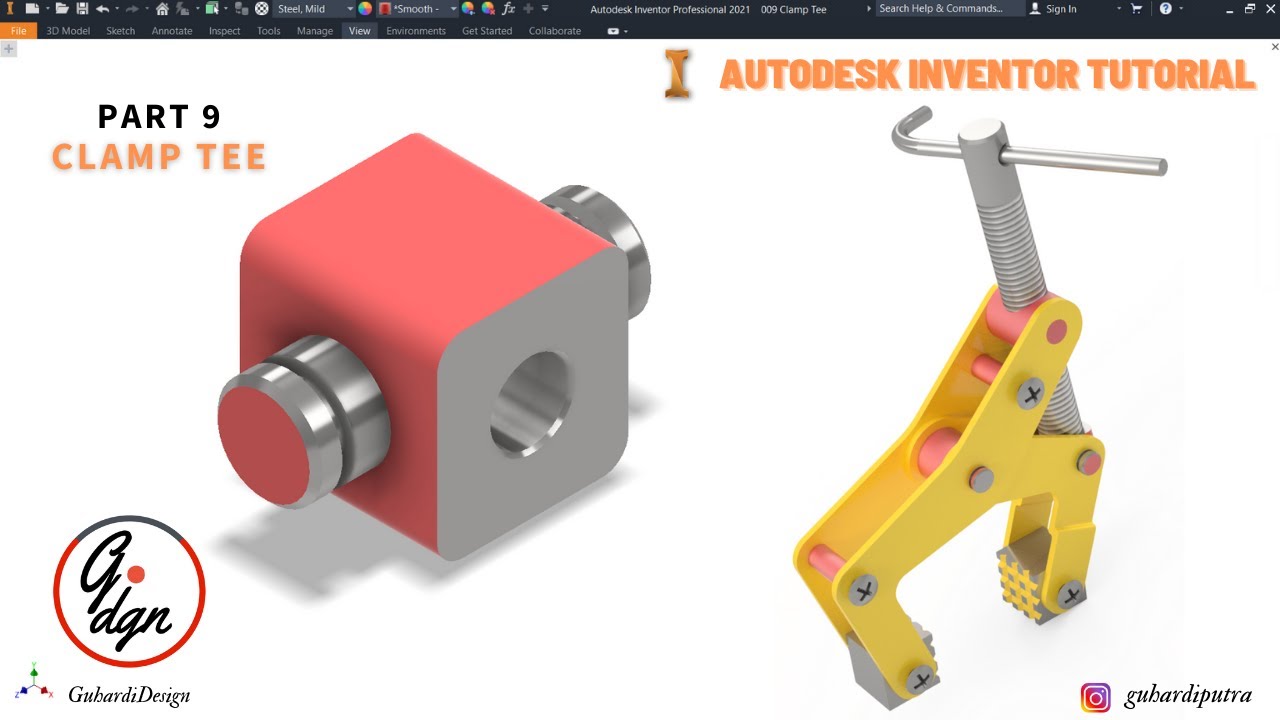 How To Design Manual Clamp In Autodesk Inventor | Clamp Tee Part 9 ...