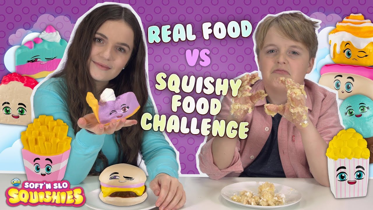 REAL FOOD VS SQUISHY FOOD CHALLENGE - Soft'n Slo Squishies™ - YouTube
