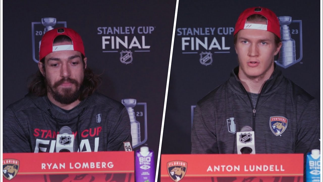 Ryan Lomberg & Anton Lundell, Florida Panthers Pregame - Stanley Cup ...