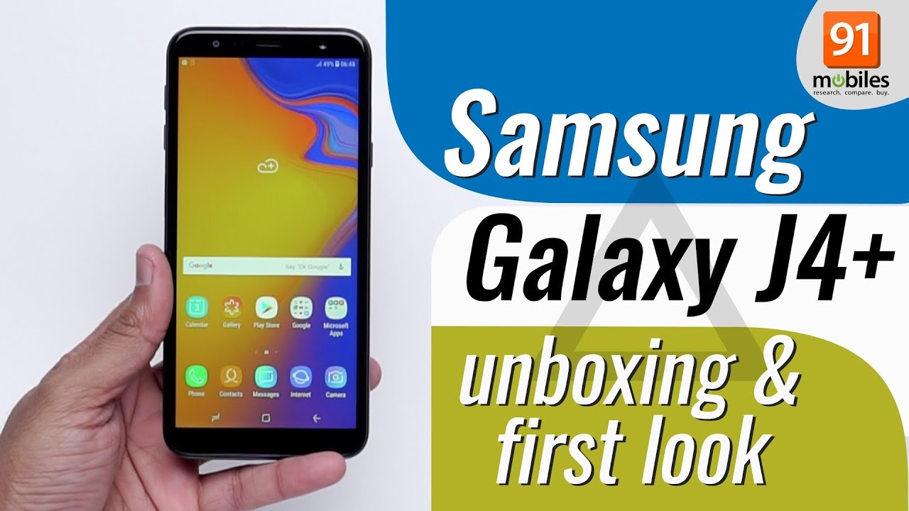 Samsung Galaxy J4+: Unboxing | Hand on | Price [Hindi हिन्दी] - YouTube