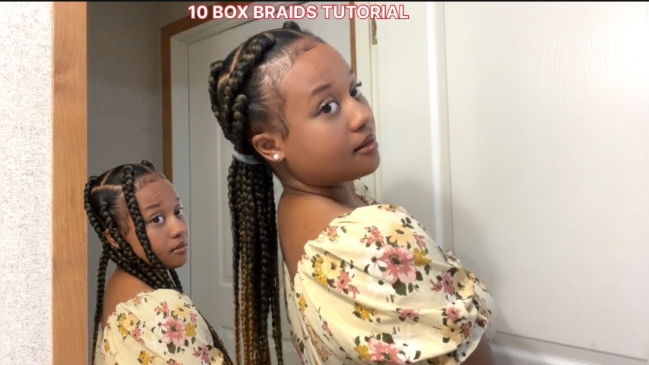easy JUMBO box braids tutorial (rubber-band method) - YouTube