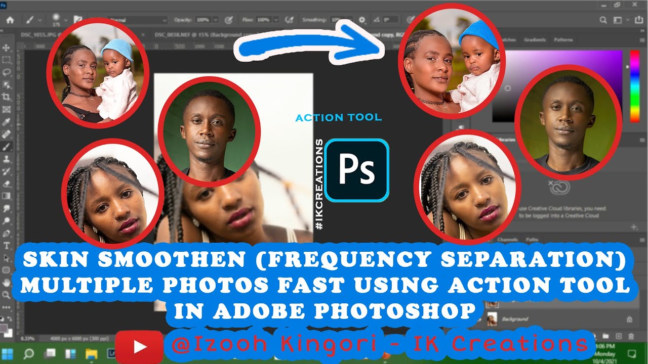 SKIN SMOOTHEN(RETOUCH) MULTIPLE PHOTOS FAST USING ACTION TOOL IN ADOBE ...