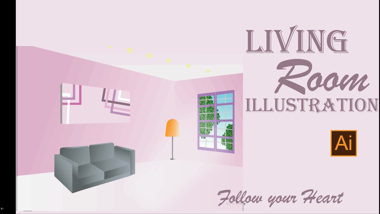 Living Room illustration || illustrator CC || Tutorial || Follow your ...
