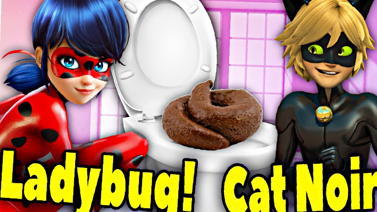 Miraculous Ladybug and Cat Noir POOP in the TOILET! Miraculous Pooping ...