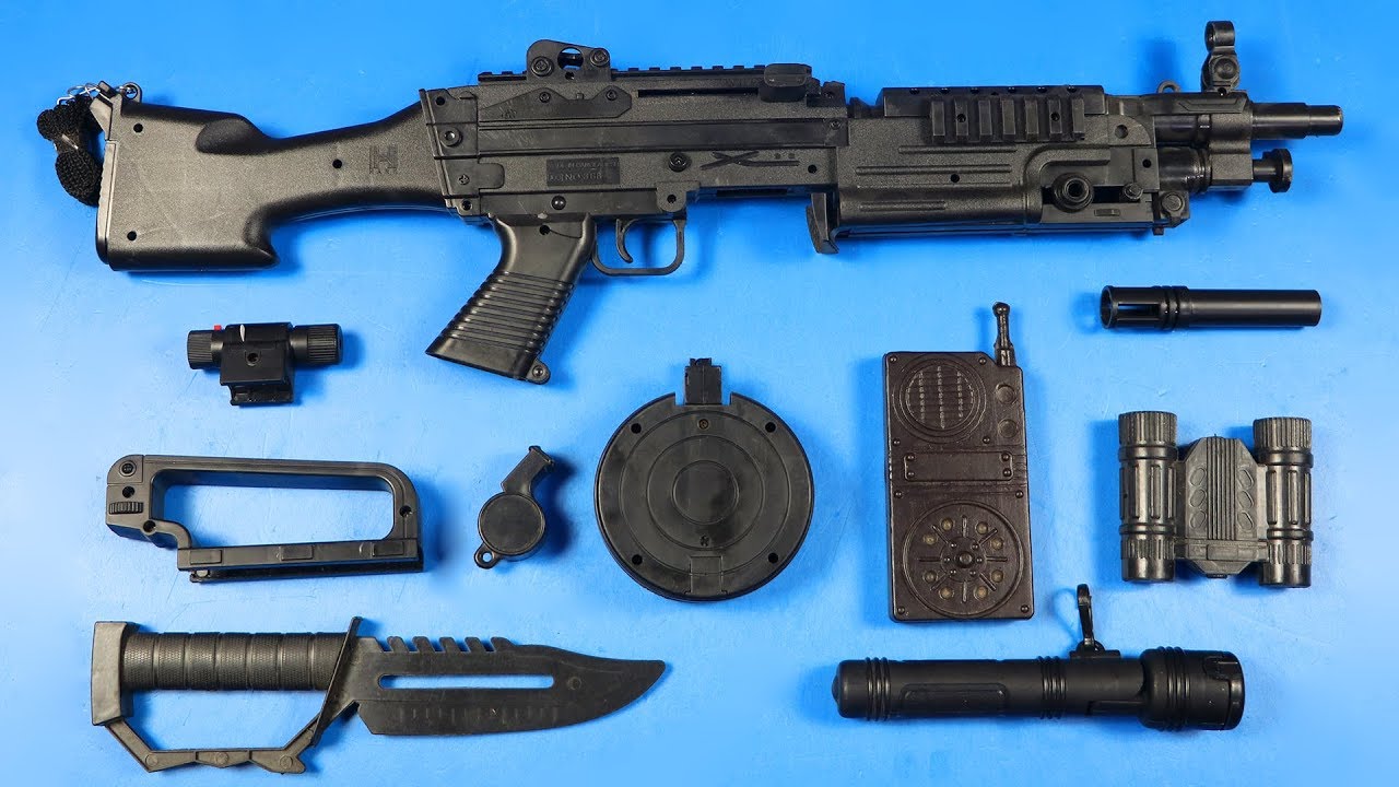 Realistic M249 light machine gun toys with Army Military Equipment ...