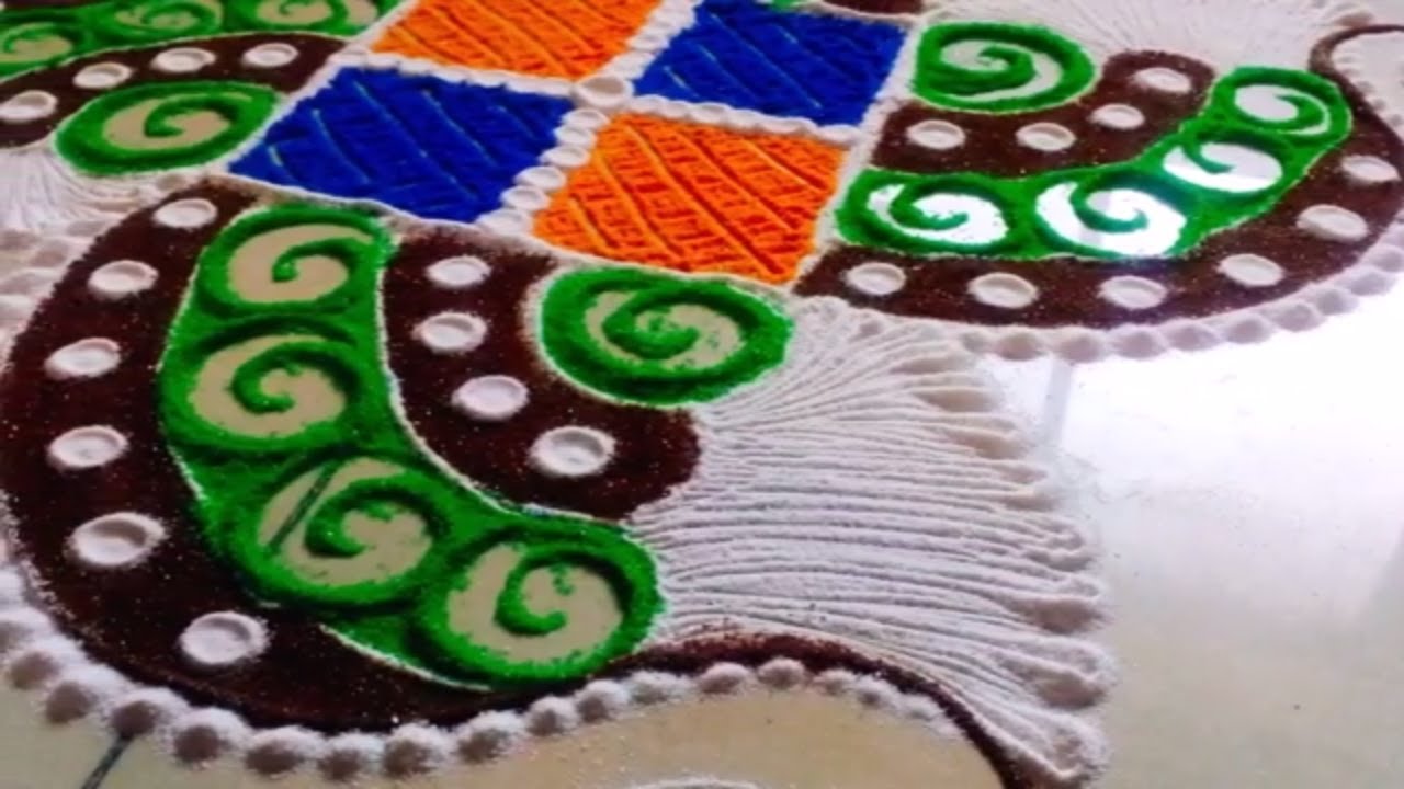 Happy new year rangoli 2018 EASY|easy rangoli designs for beginners ...