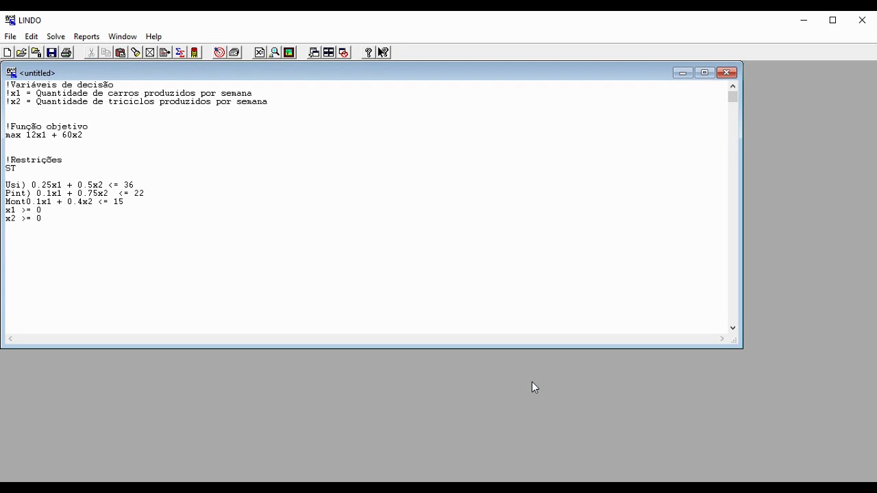 Exemplo 2 - Inserção da sintaxe no software Lindo. - YouTube
