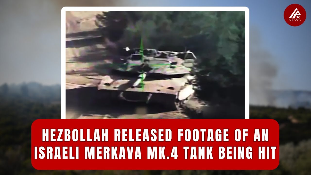 A tank being hit by an Almas ATGM near the town of Zar'it in northern ...