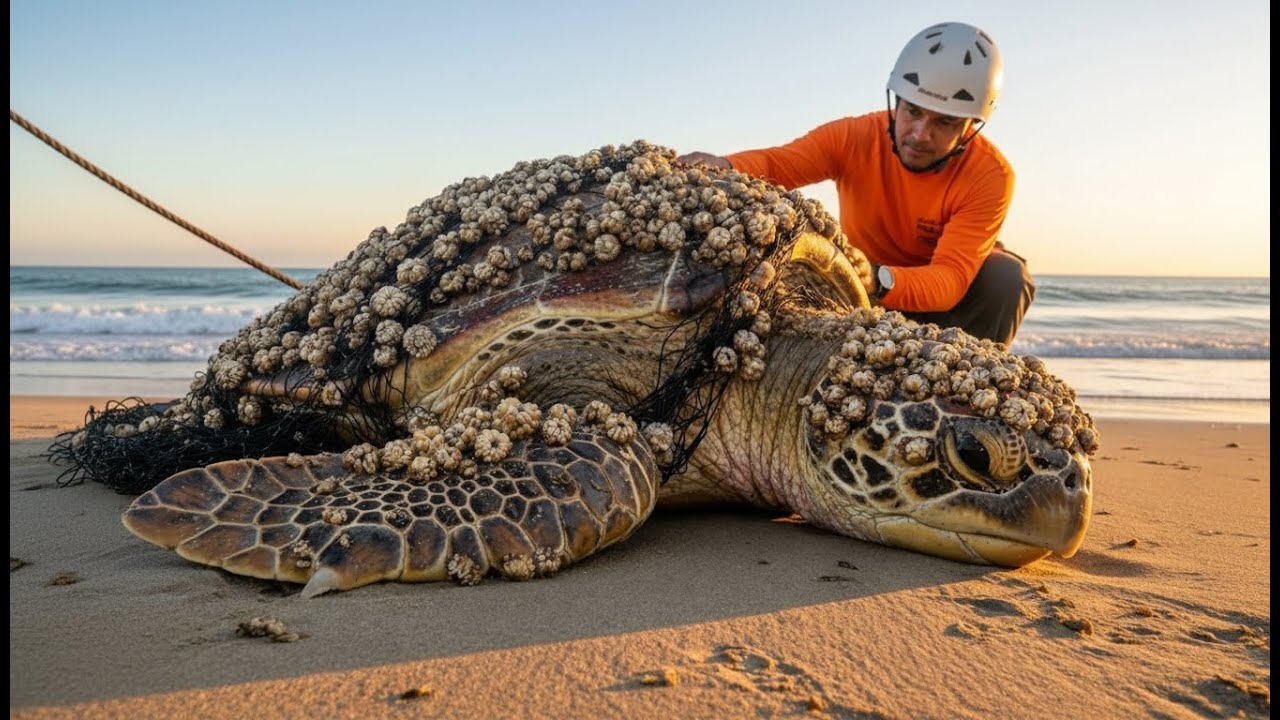 Giant Sea Turtle Rescue Removing Parasites in a Heartbreaking Mission ...