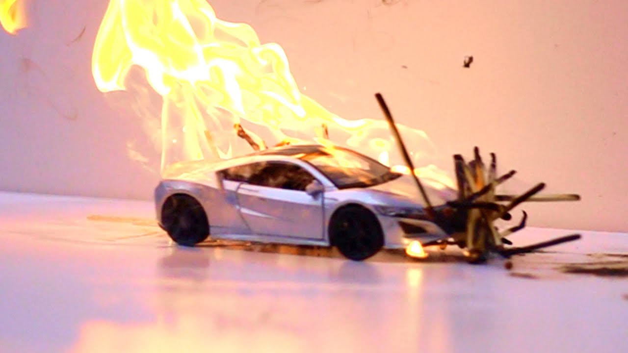 Toy Cars Crashing Through Fire! - YouTube