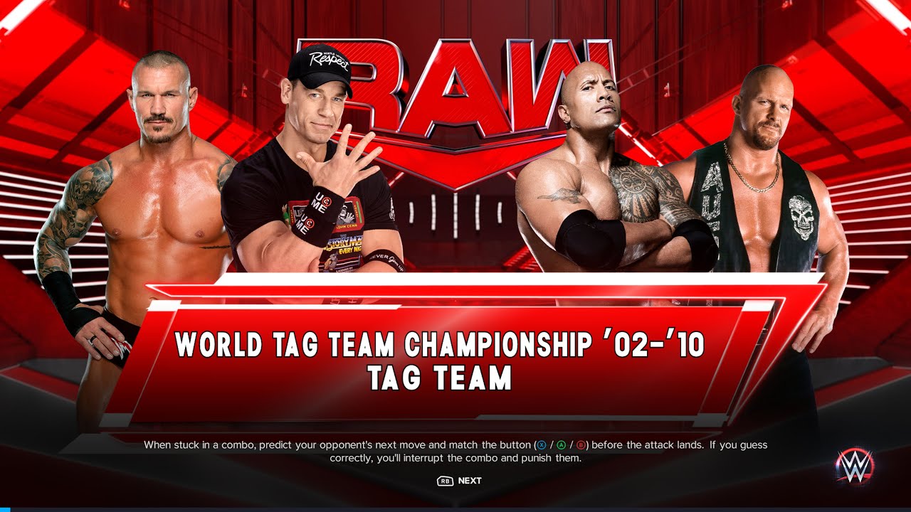 Randy Orton & John Cena vs The Rock & Steve Austin | World Tag Team ...