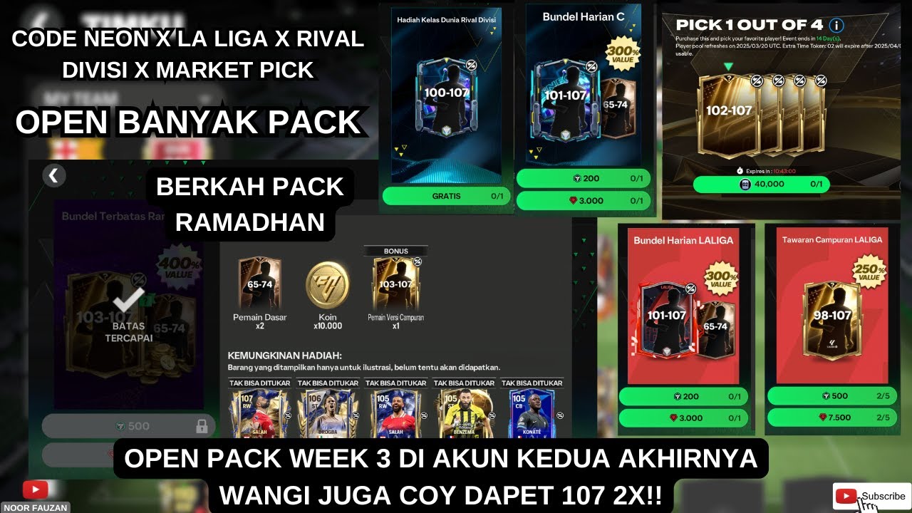 WEEK 3 GACHA EVENT CODE NEON X LA LIGA X RIVAL DIVISI AKUN KEDUA - FC MOBILE 25 LIVE - YouTube