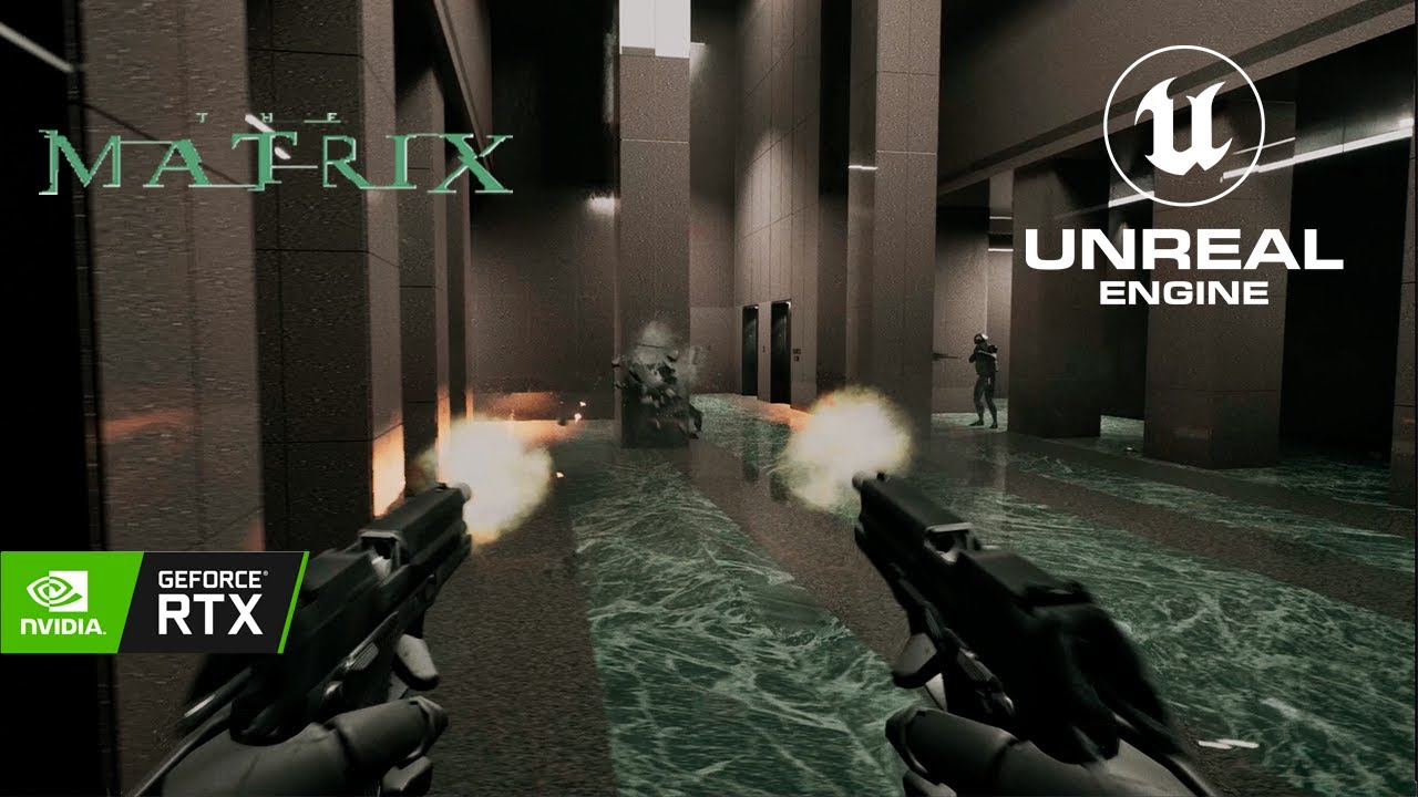 Ultra realistic shootout in the lobby fom The Matrix | Unreal Engine 5. ...