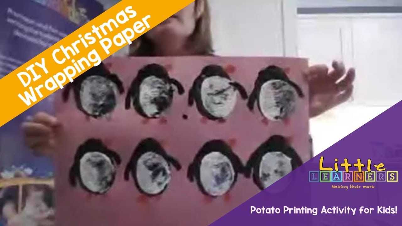 DIY Christmas Wrapping Paper | Potato Printing Activity for Kids - YouTube