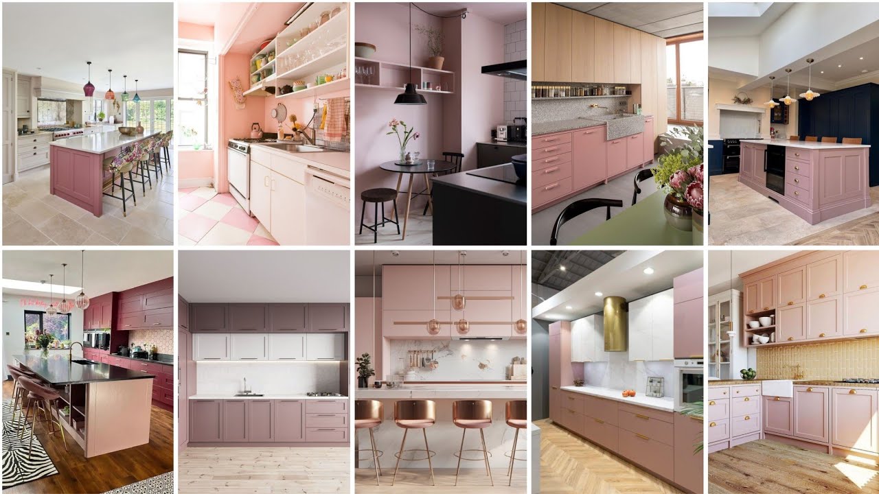 Eccentric retro pink kitchens |moudlar kitchen cabinet paint ideas ...