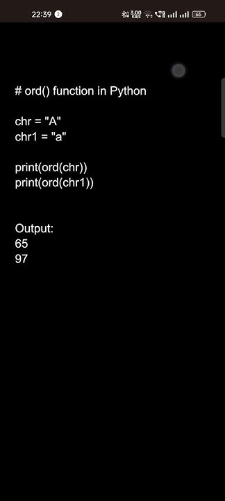 ord() function in python - YouTube