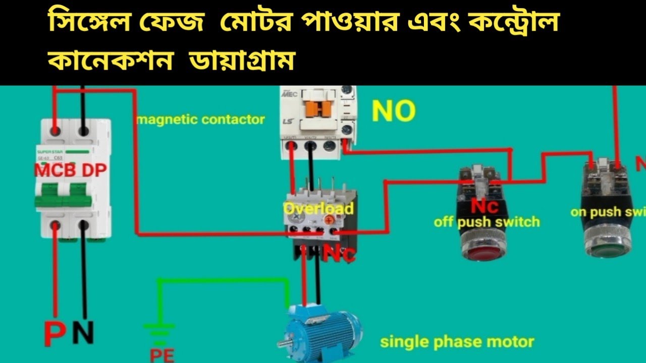 Single phase motor connection with magnetic contactor wiring diagram ...