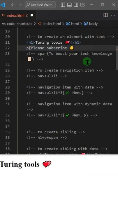 Create HTML elements in 1 second Vs Code Tricks You Must know #shorts #ytshorts #htmlcss #tricks ...