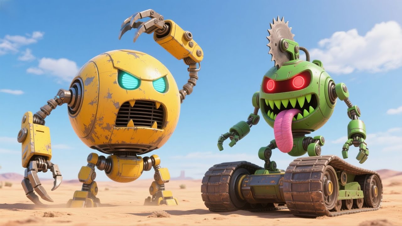 Pacman and Chain Chomp Escape Flying Robot and Spiky Monster Using ...