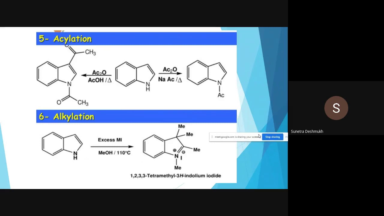 Indole Part H, halogenation, Acylation, alkylation reactions - YouTube