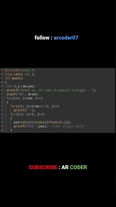 Pascal Trainagle C Language Clanguage Cprogramming Ctutorials Cprogrammingtips Codinginc