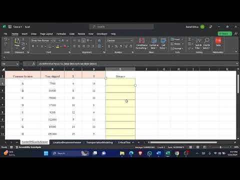 Euclidean Distance 1 In Excel, Center of Gravity - YouTube