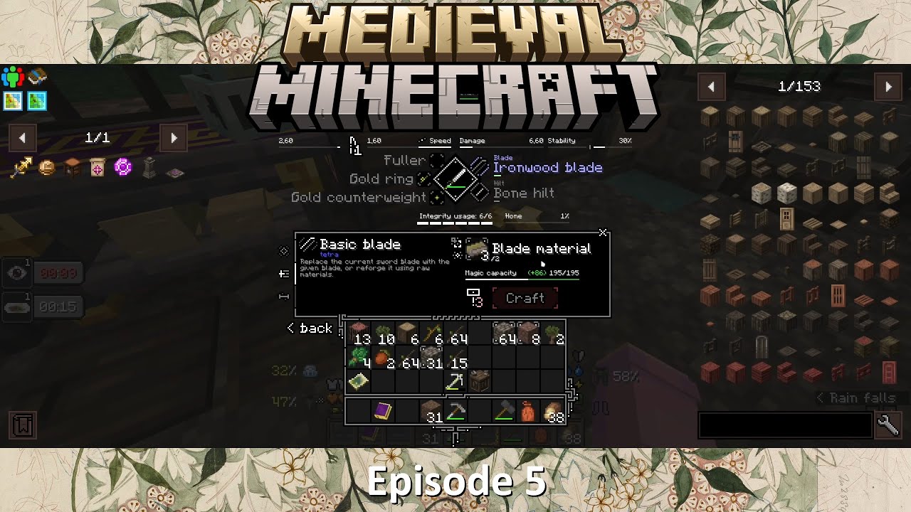 Medieval MineCraft 1.20 SSP - EP 5 - Tetra tools and some mining - YouTube