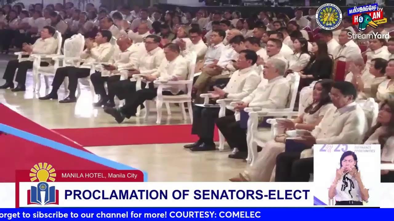 MAY 12 NATIONAL AND LOCAL ELECTIONS PROCLAMATION OF SENATOR ELECT | MAY ...