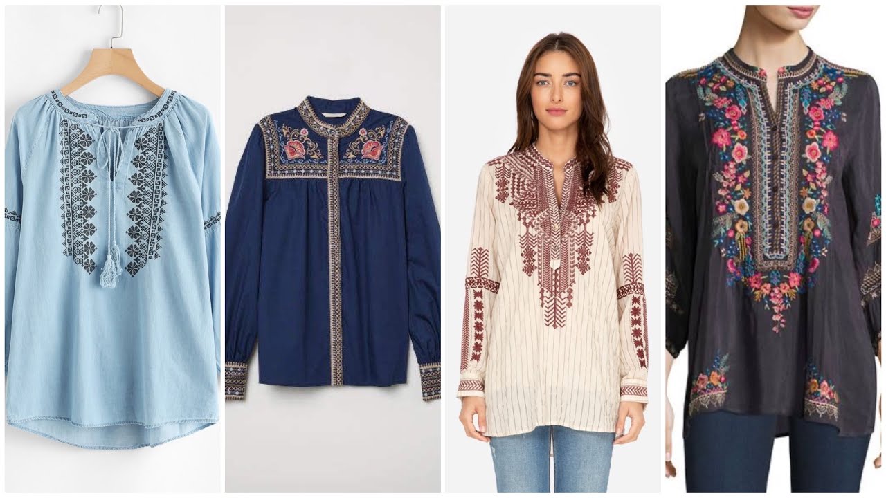 Most Beautiful And Stylish Multicolor Embroidered Tunic Top And Deign ...