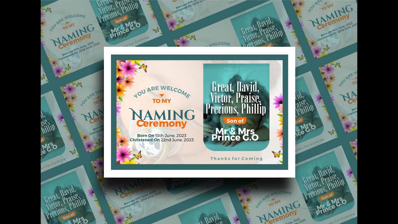 HOW TO DESIGN BEAUTIFUL NAMING CEREMONY CARD - YouTube