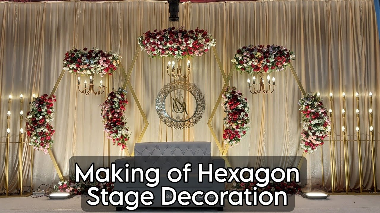 making of hexagon wedding stage decoration|hexagon stage decoration ...