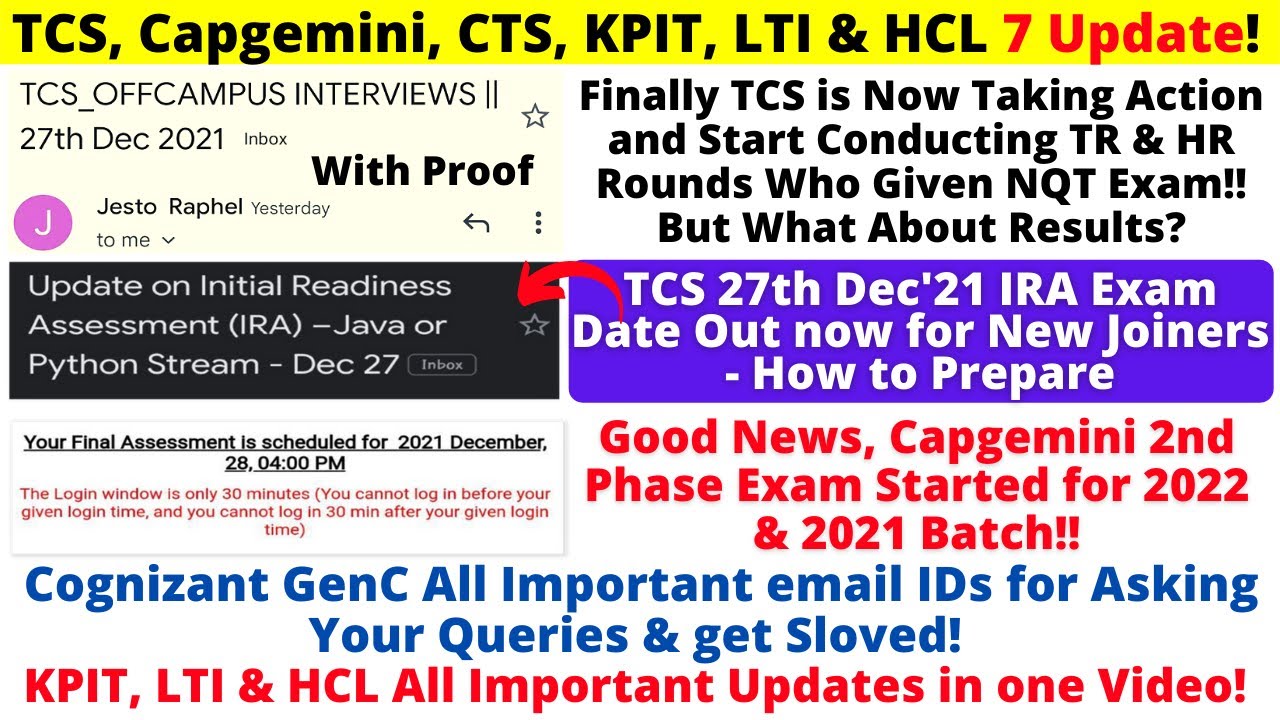 Capgemini 2nd Phase Exam Started~ TCS Interview Started~ CTS All email ...