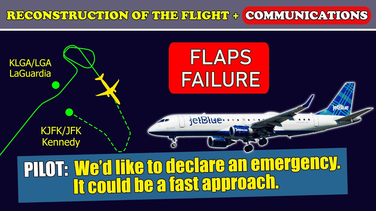 EMERGENCY LANDING. Flap failure and diversion | JetBlue Embraer ERJ-190 ...