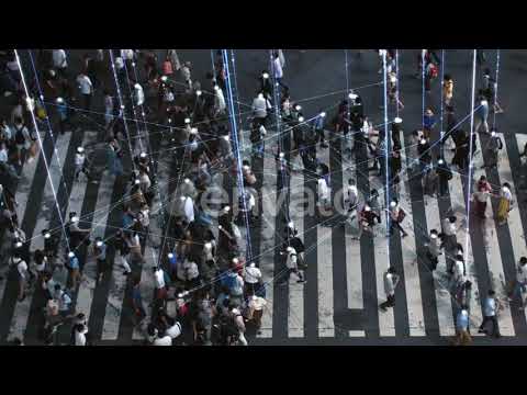 High Angle Shot of a Crowded Pedestrian Crossing in Big City. Augmented ...