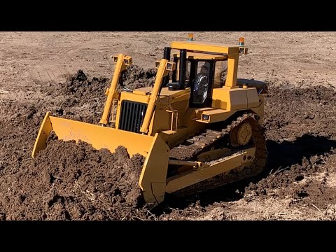 RC airfield Maintenance day. DXR2 Dozer knocking down hills and ...