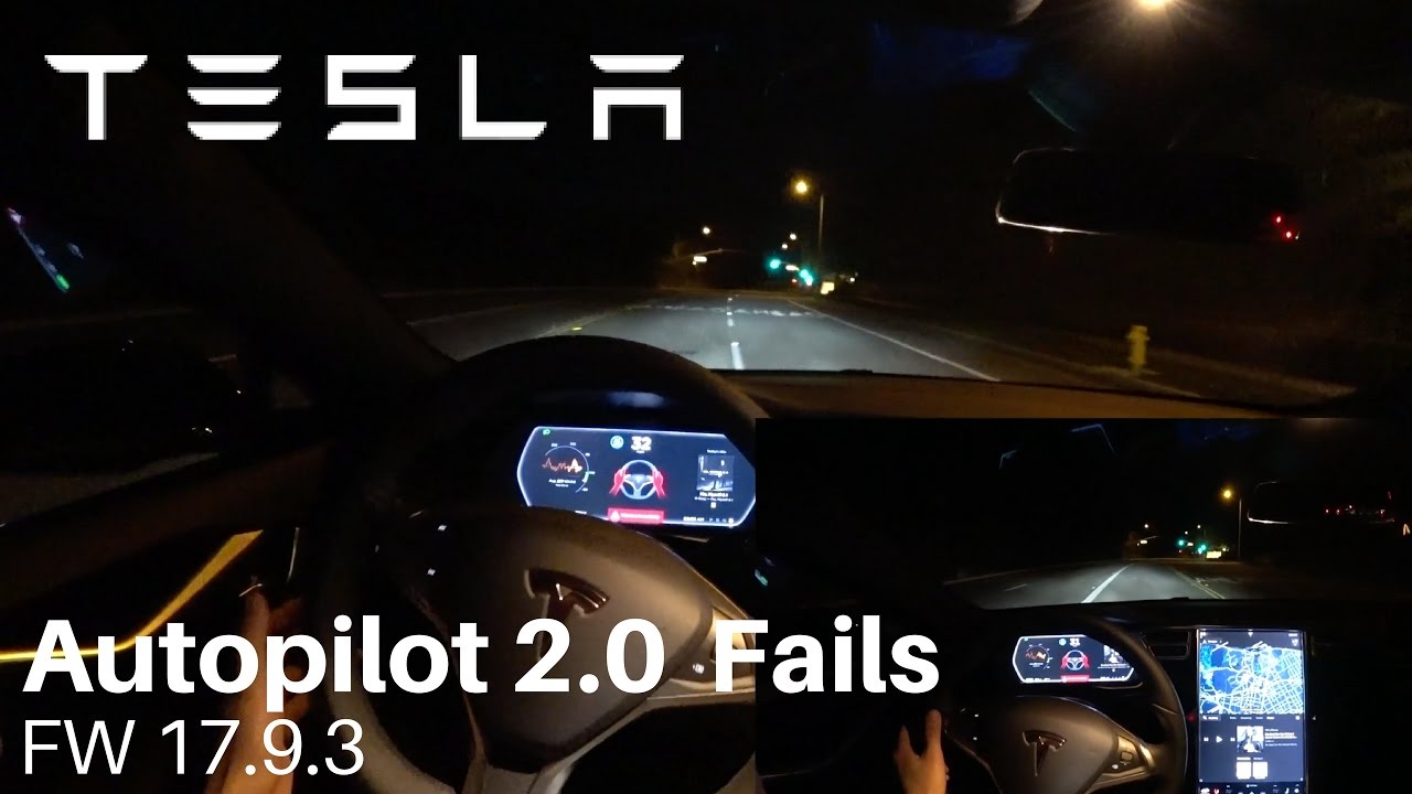TESLA Autopilot 2.0 - FW 17.9.3 Fails - YouTube