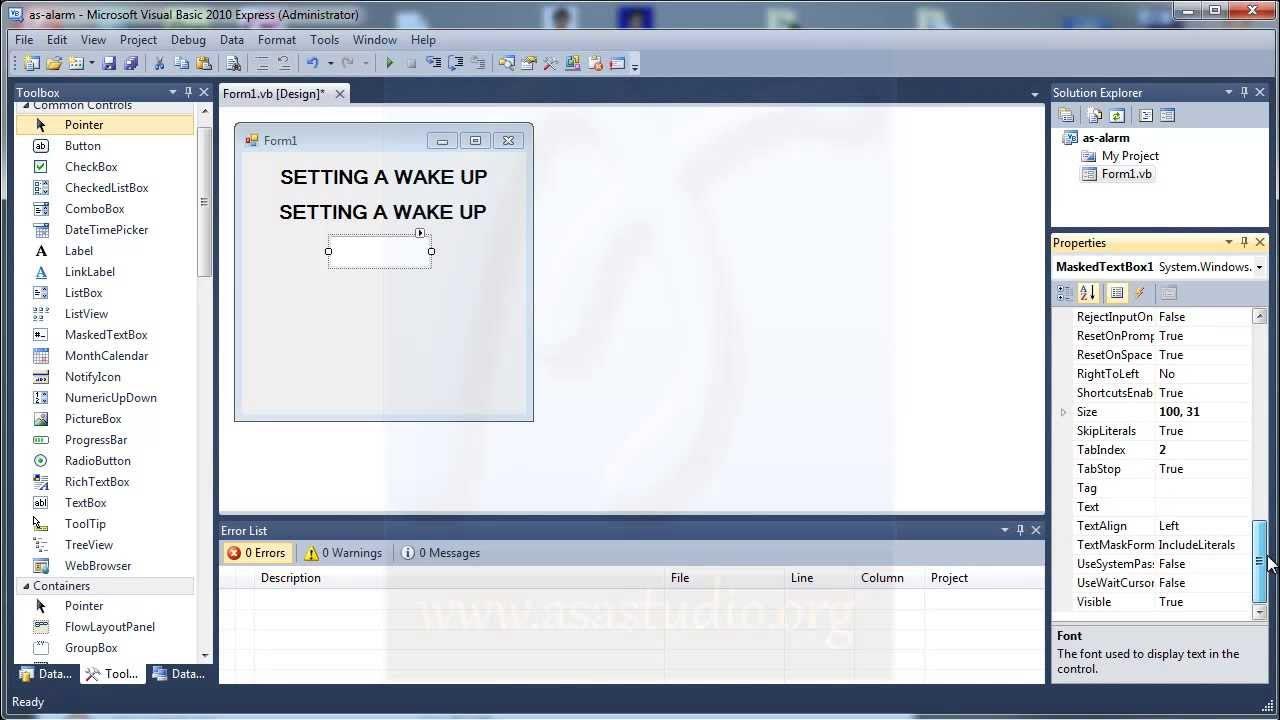Visual Basic 2010 Tutorial Basic - 16 - MaskedTextBox and Timer in ...