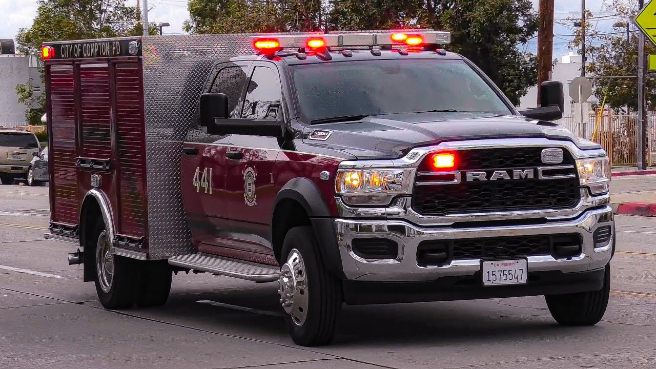 Compton Fire Dept. Squad 441 & AMR Amb Transporting - YouTube