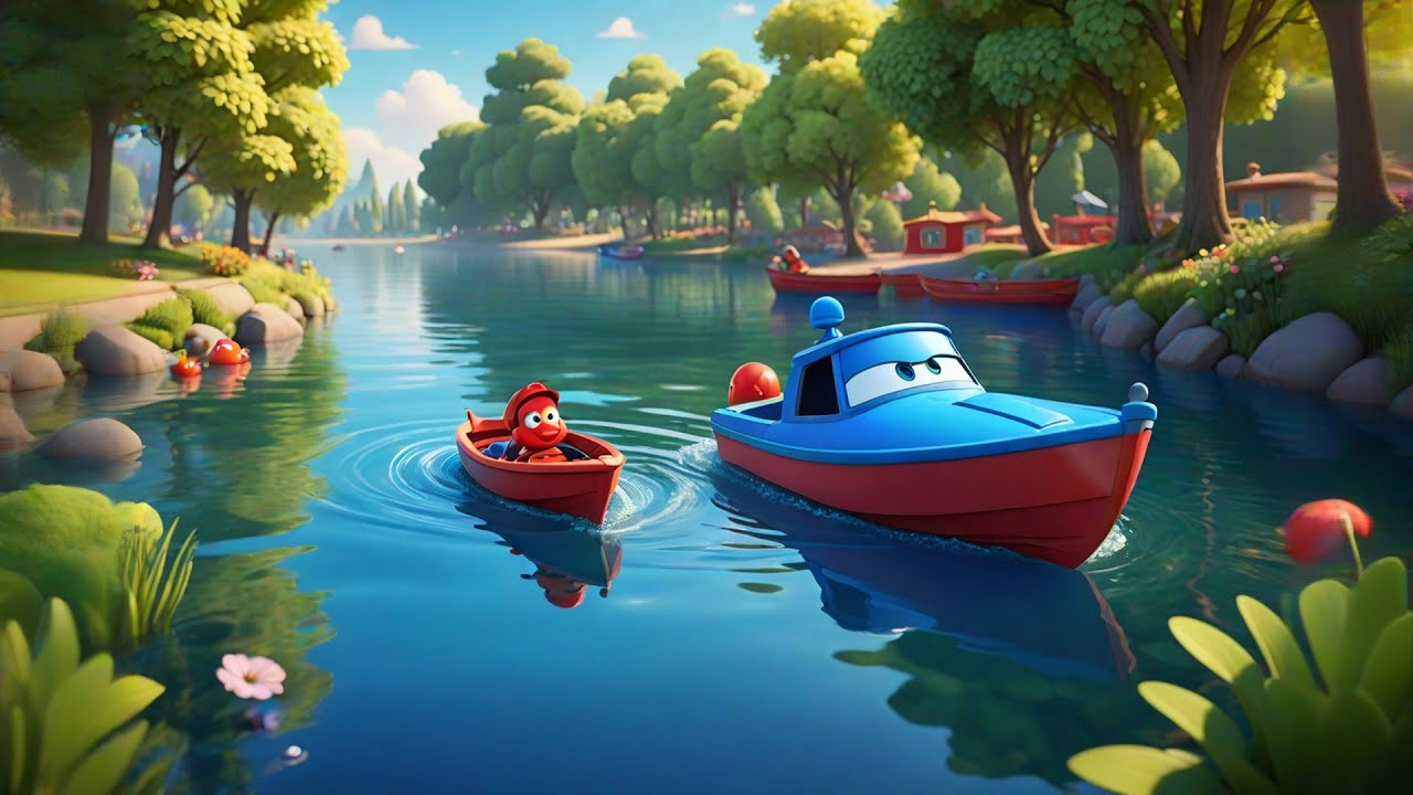 Five Toy Boats Float Down the Stream | Fun Kids Song | Nursery Rhymes ...