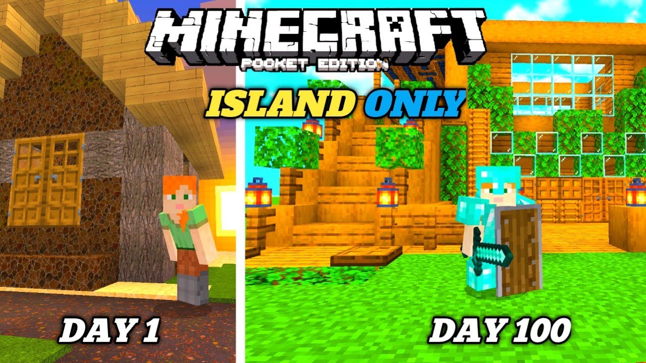 Minecraft 100 days survival on island || Day 1 to day 100 survival in ...