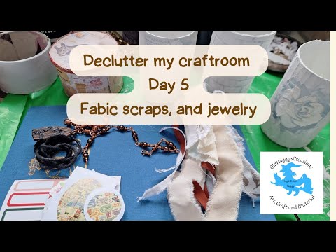 Day 5 Declutter my craftroom, February 2025, fabric scraps, stickers ...