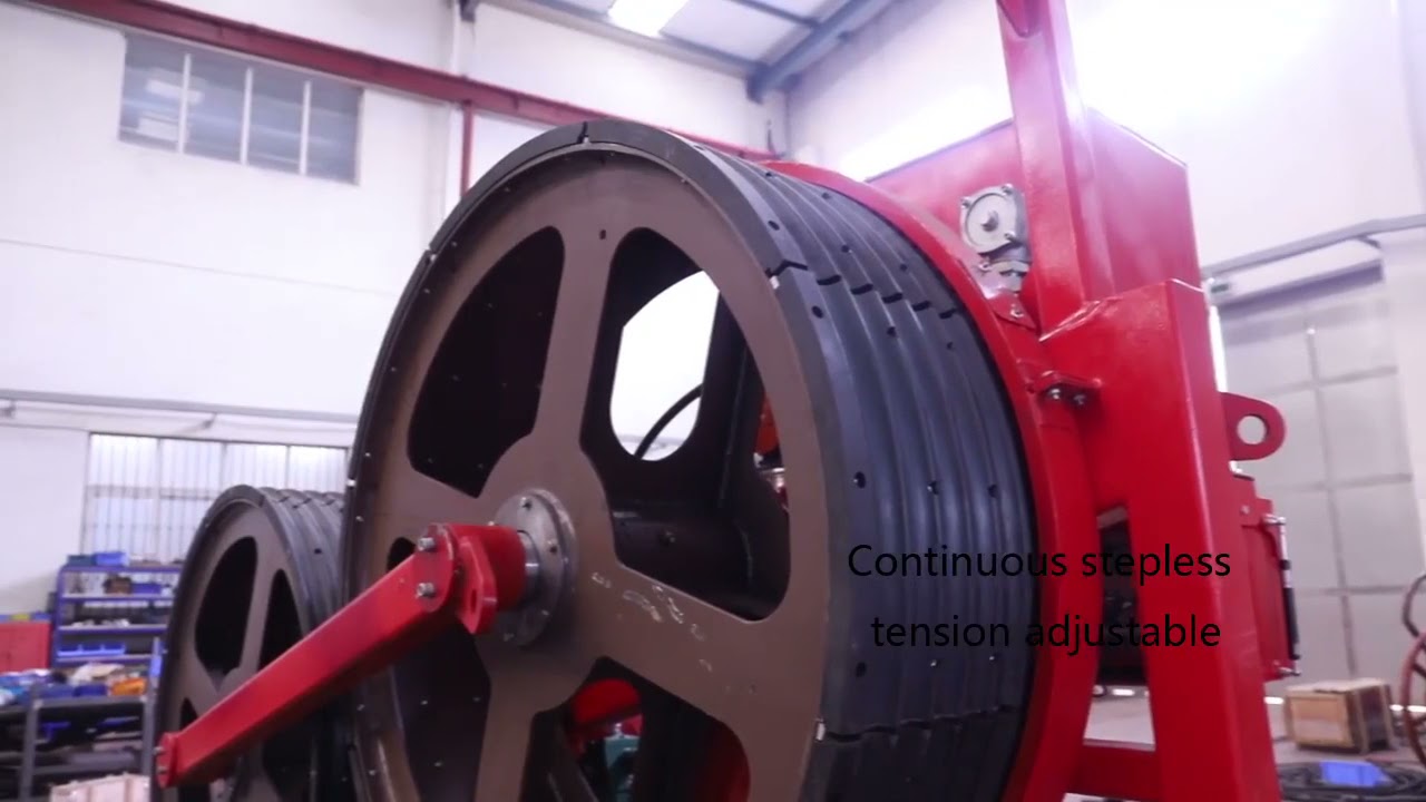 40kN hydraulic cable tensioner machine for cable stringing - YouTube