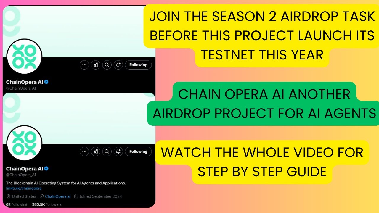 CHAINOPERA AI AIRDROP GUIDE | $17M FUNDING | JOIN THE SEASON 2 BEFORE ...
