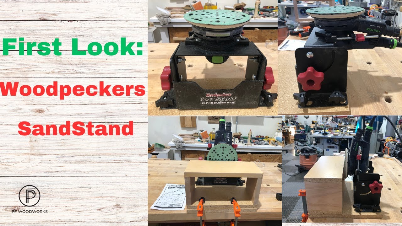 First Look: Woodpeckers Sandstand Tilting Sander Base - YouTube
