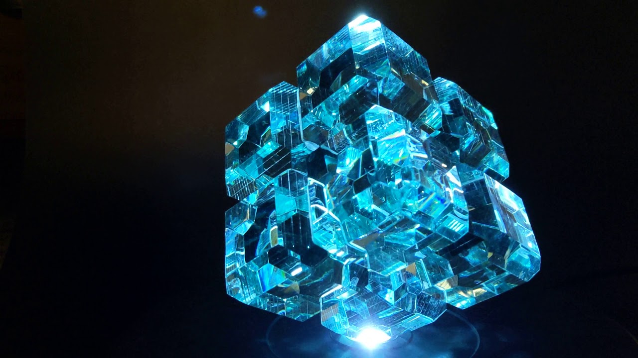 4" hand-faceted glass cube - YouTube