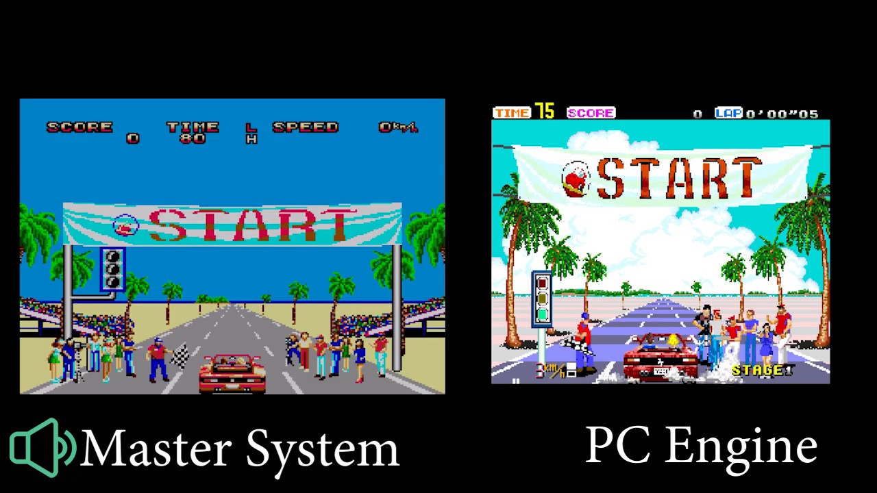 Out Run Port Comparison - Sega Master System vs. PC Engine / TurboGrafx ...
