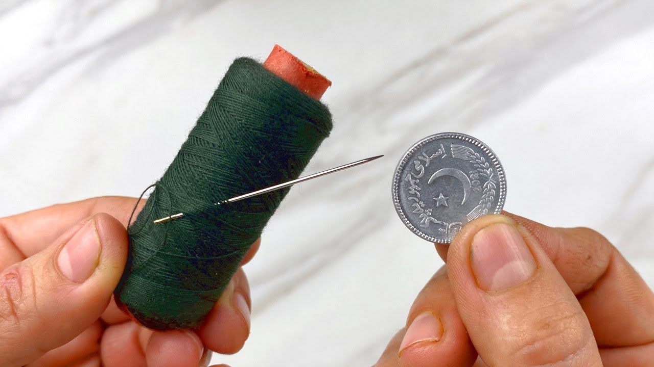 Just use a coin to thread any needle in seconds! - YouTube