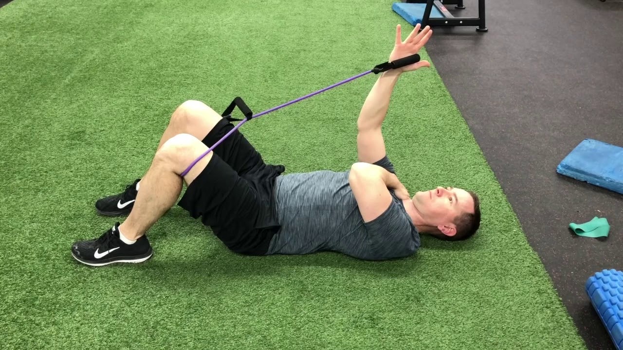 Supine Y Shoulder Blade Stability Exercise - YouTube