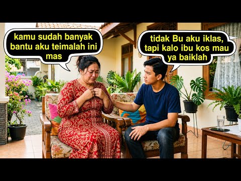 Seorang ibu kos memberikan imbalan pada seorang pemuda yang selalu membatunya