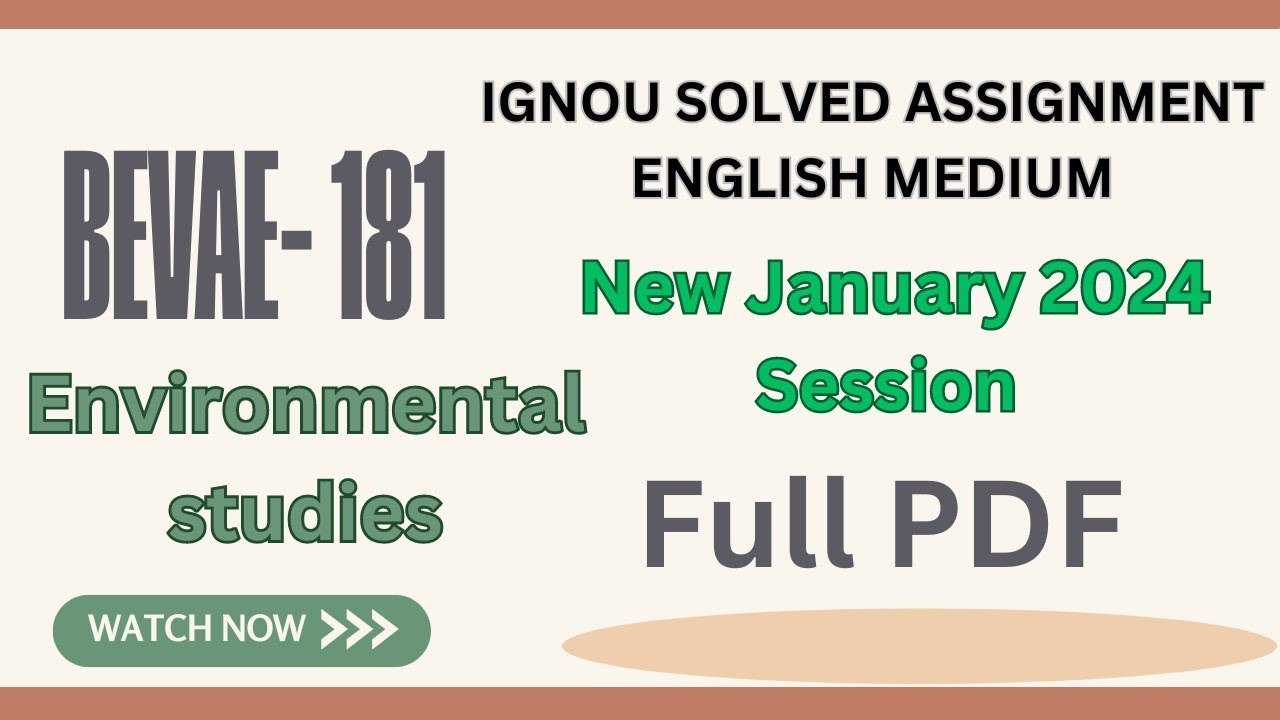 BEVAE- 181 Environmental studies || Solved assignment 2024 in January session #bevae181 # ...